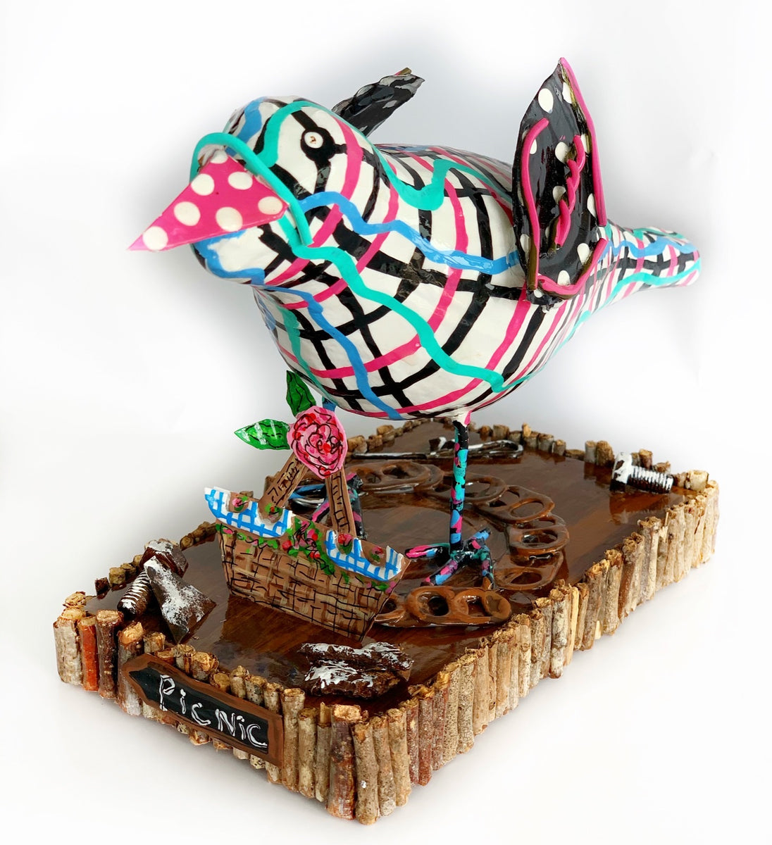 Striped Bird Going on a Picnic – Deane V Bowers Art