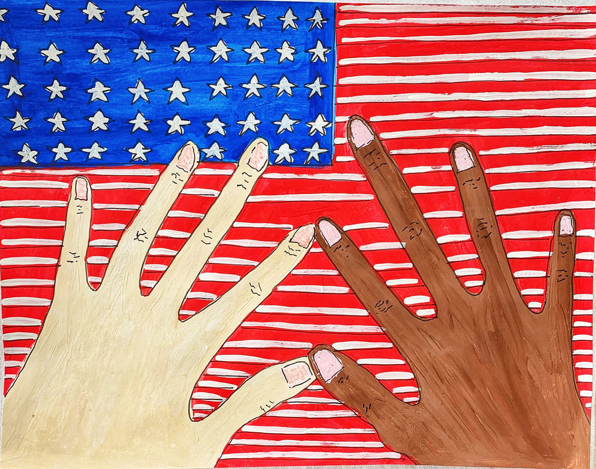 Two Hands and The Flag (wearable art) – Deane V Bowers Art
